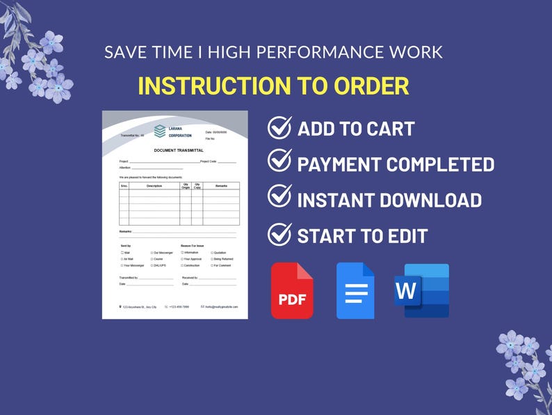 Construction Transmittal Form | Editable Word | Project Management ...