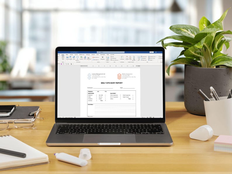 Daily Site Diary Report Template | MS Word & Google Docs | Construction ...