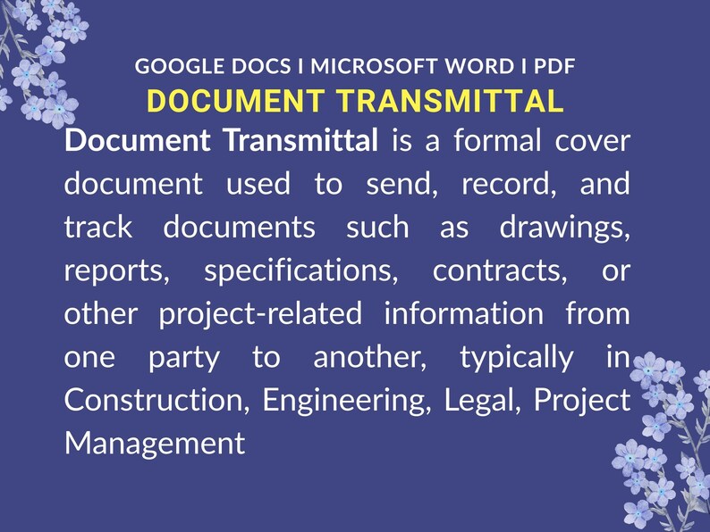 Construction Transmittal Form | Editable Word | Project Management ...