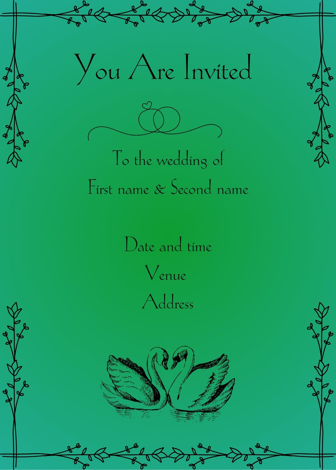Simple Printable Wedding Invitation - Etsy