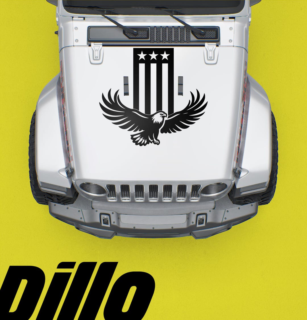 Jeep Gladiator and Wrangler JL Patriotic Decals | Vinyl Hood Cutout ...