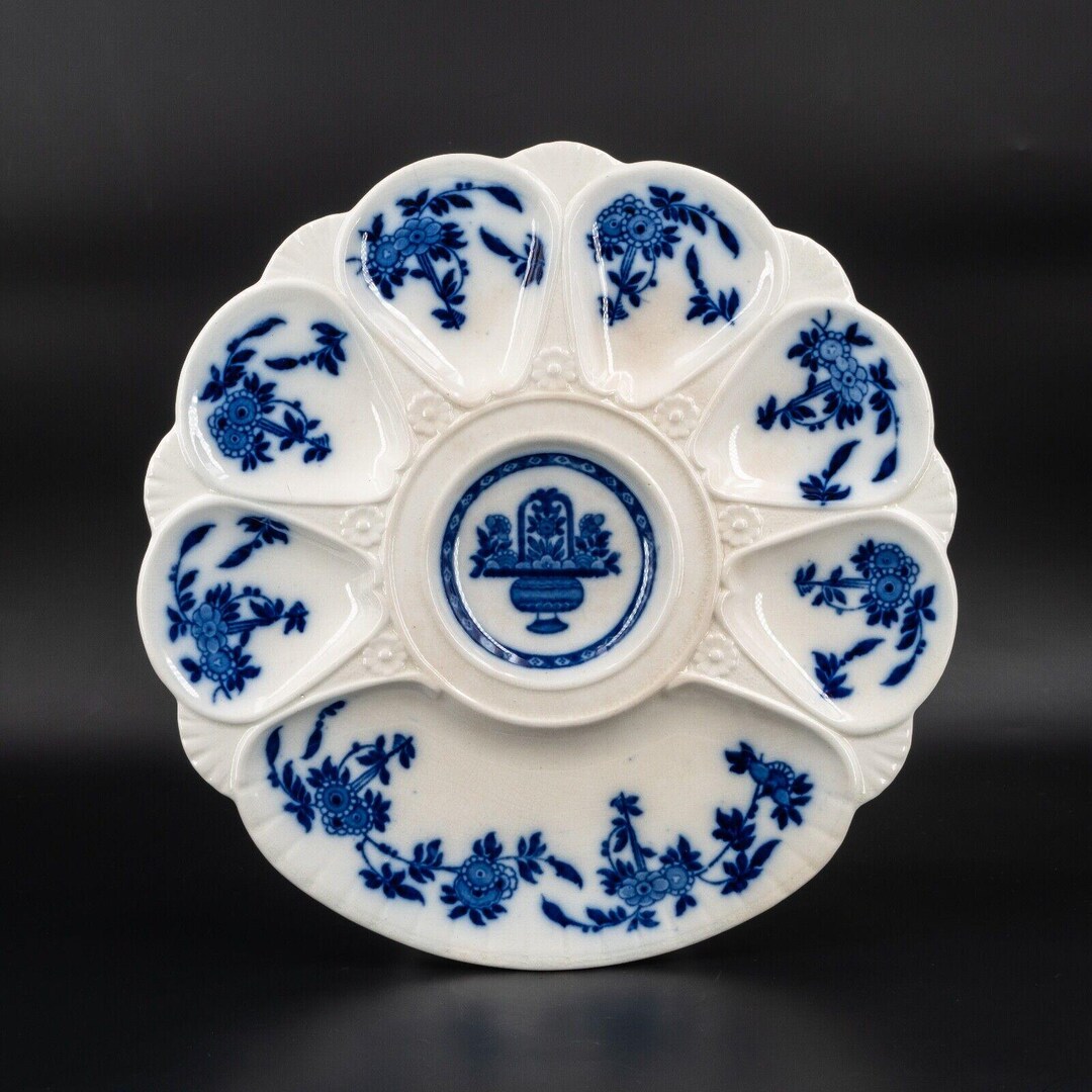 Antique 19th Century Minton's Porcelain Delft Blue and White Oyster ...
