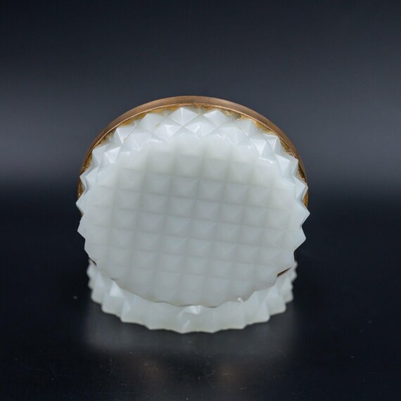 Antique Faceted Opaline Glass Box White Trinket Jewel… - Gem
