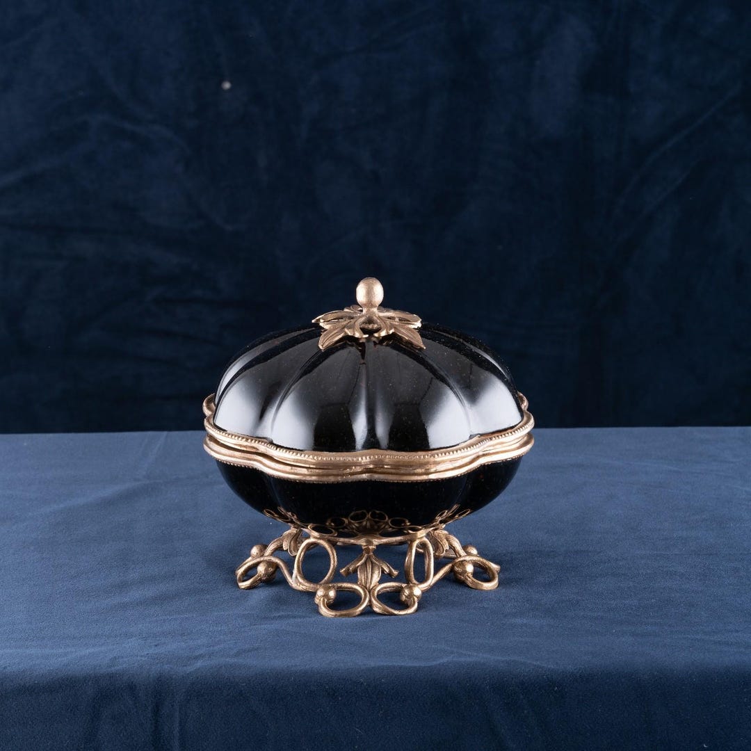 Antique French Porcelain Candy Box Black Mounted Laiton Ormolu - Etsy