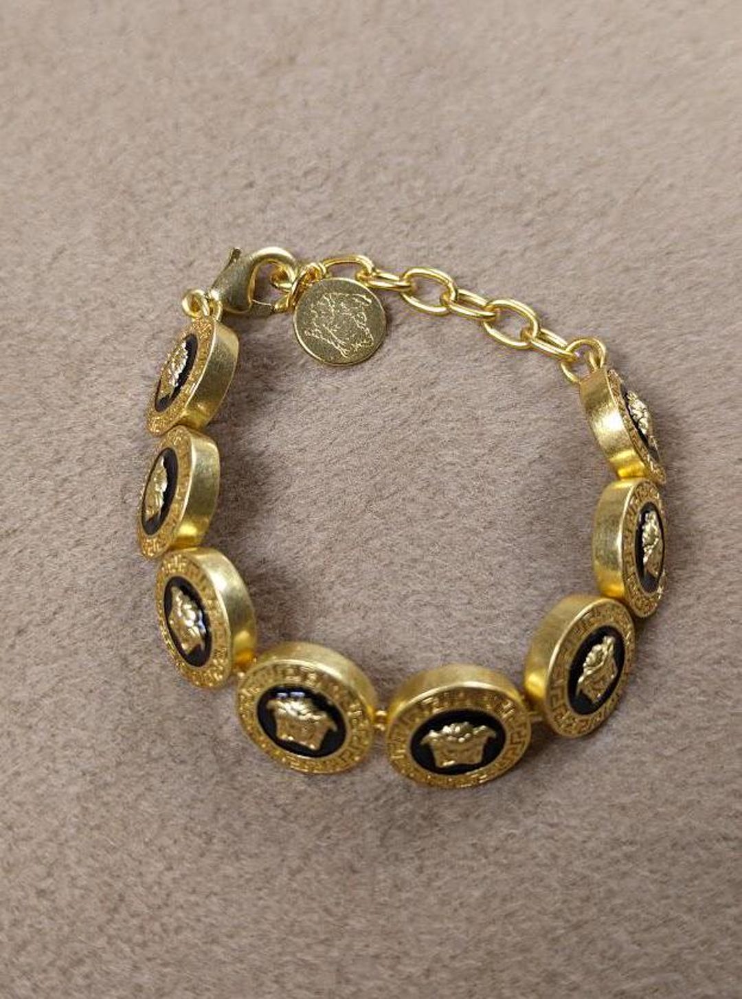 Versace Gold Medusa Medallion Charm Coin Shaped Bracelet - Etsy