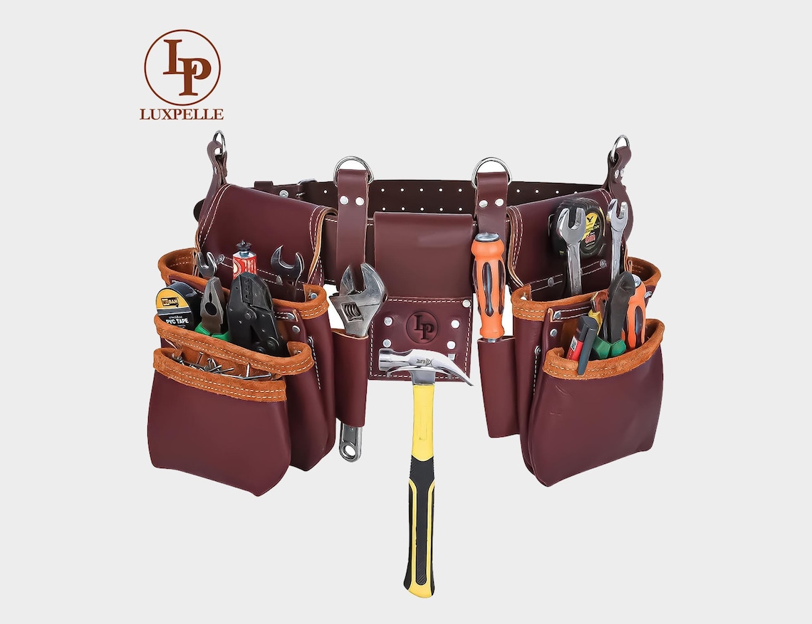 Personalized Leather Tool Belt Holster – Heavy-duty Electrician Tool ...