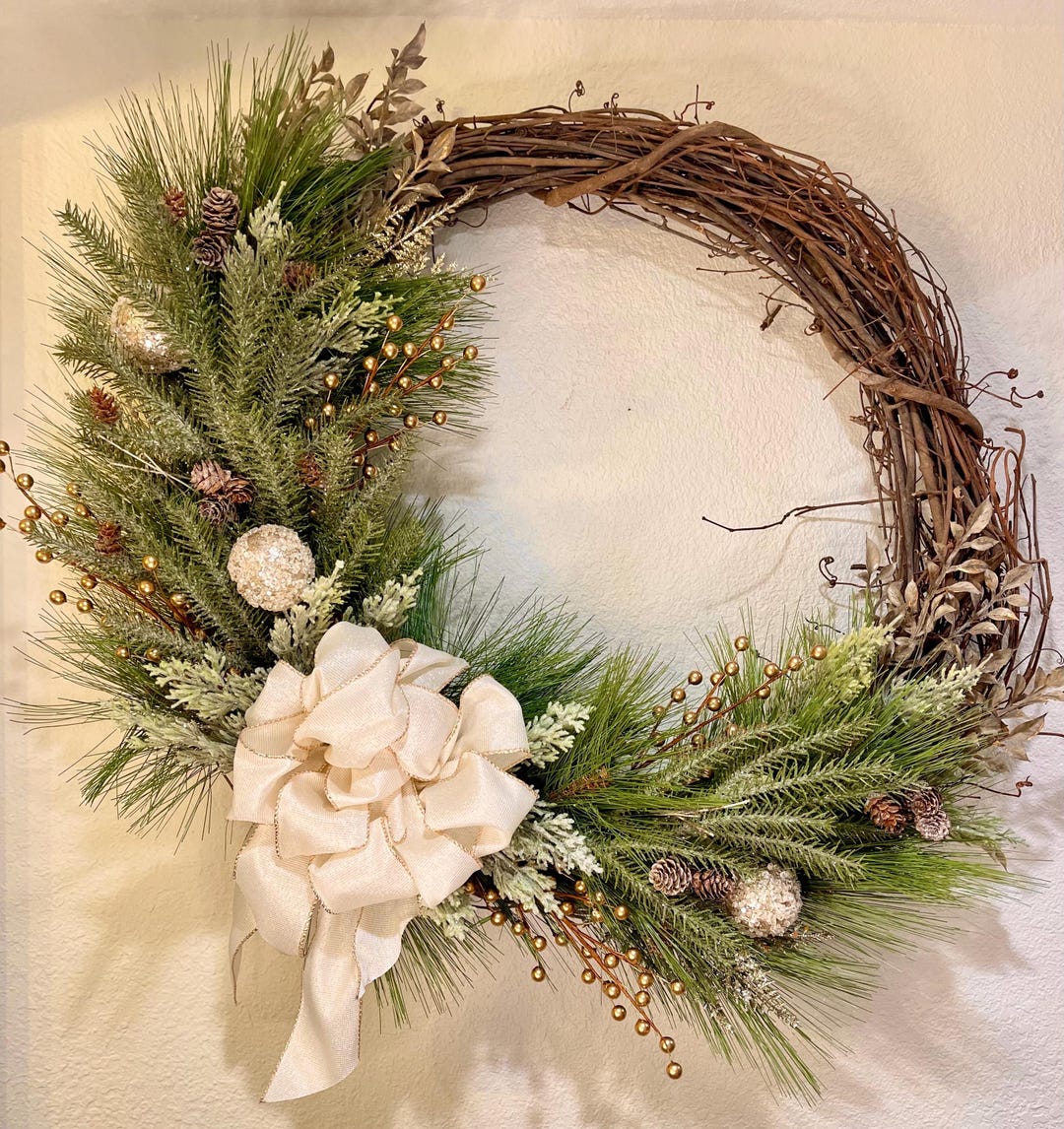 28" Handmade Round Wood Wreath | Rustic Home Decor | Custom Seasonal ...