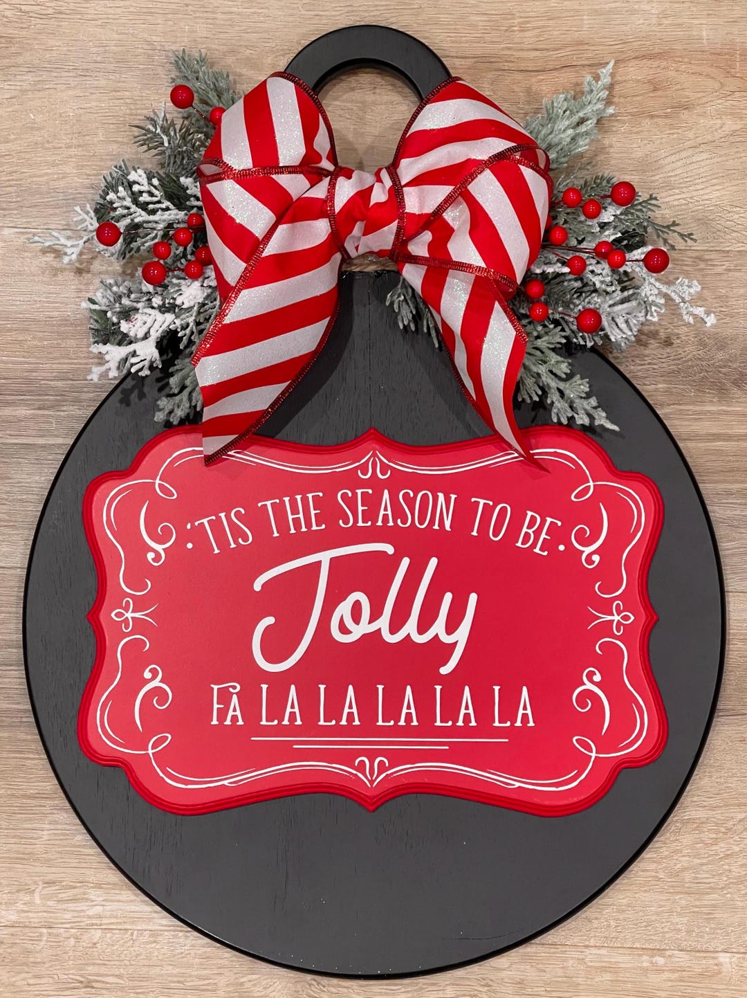 Handcrafted Rustic Christmas Wall Decor | Jute, Candy Cane Bow - Etsy