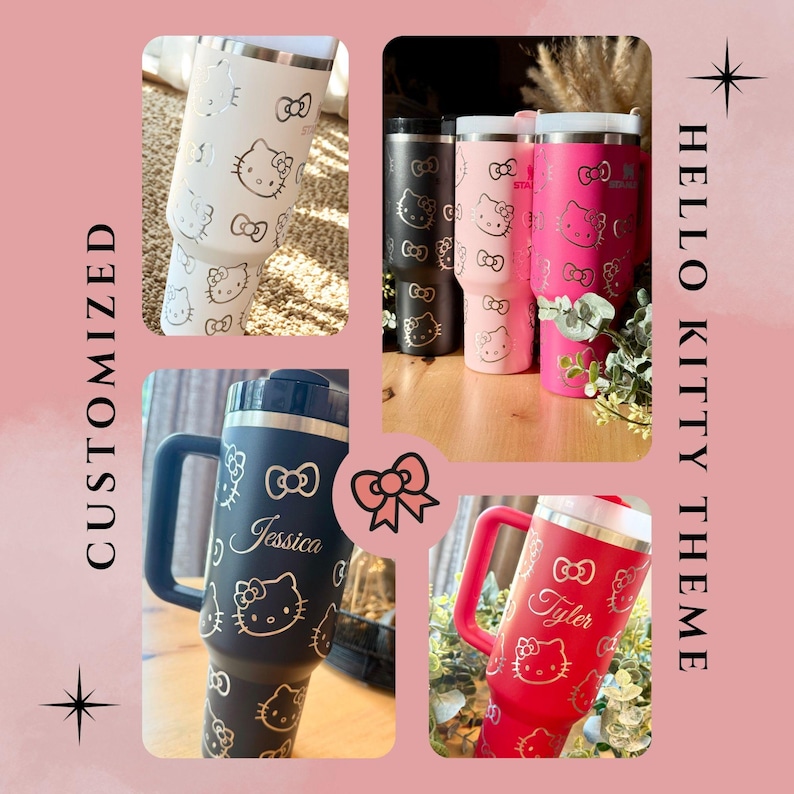 Hello Kitty Stanley Tumbler: Laser Engraved 40 Oz Custom Drinkware - Etsy