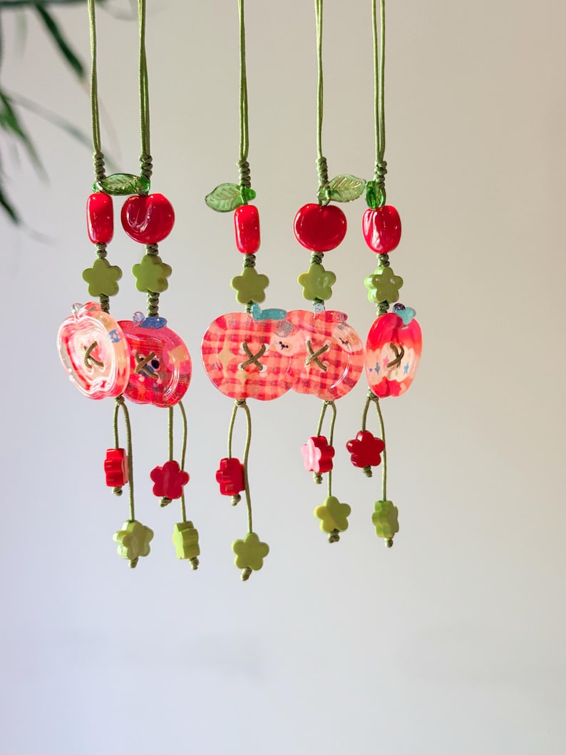Cartoon Apple Phone Charm: Y2K Kawaii Wrist Lanyard - Etsy