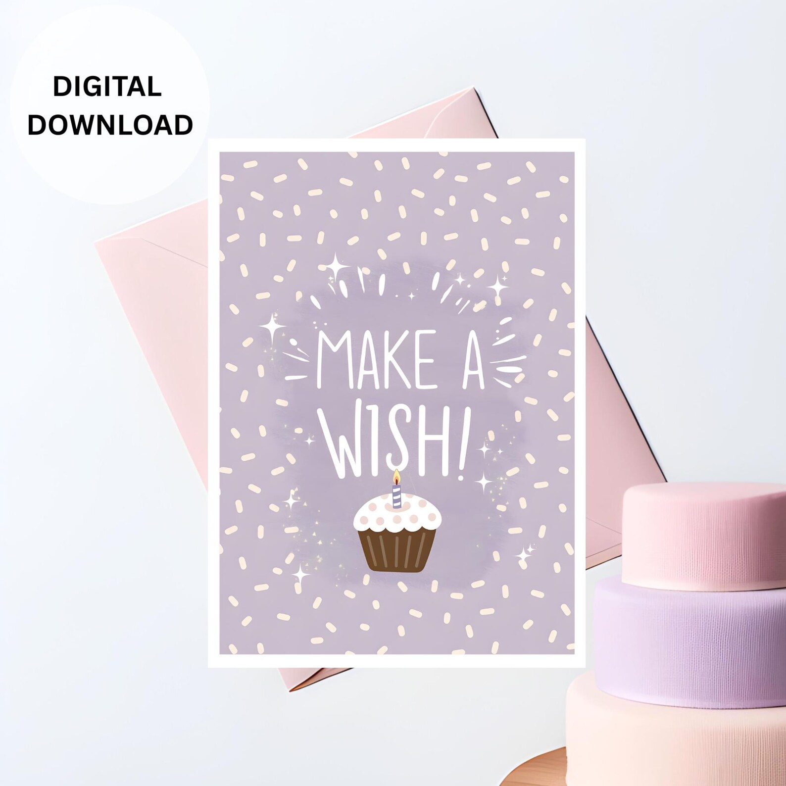 Sweet Birthday Card, Printable Birthday Card, Make a Wish Printable ...