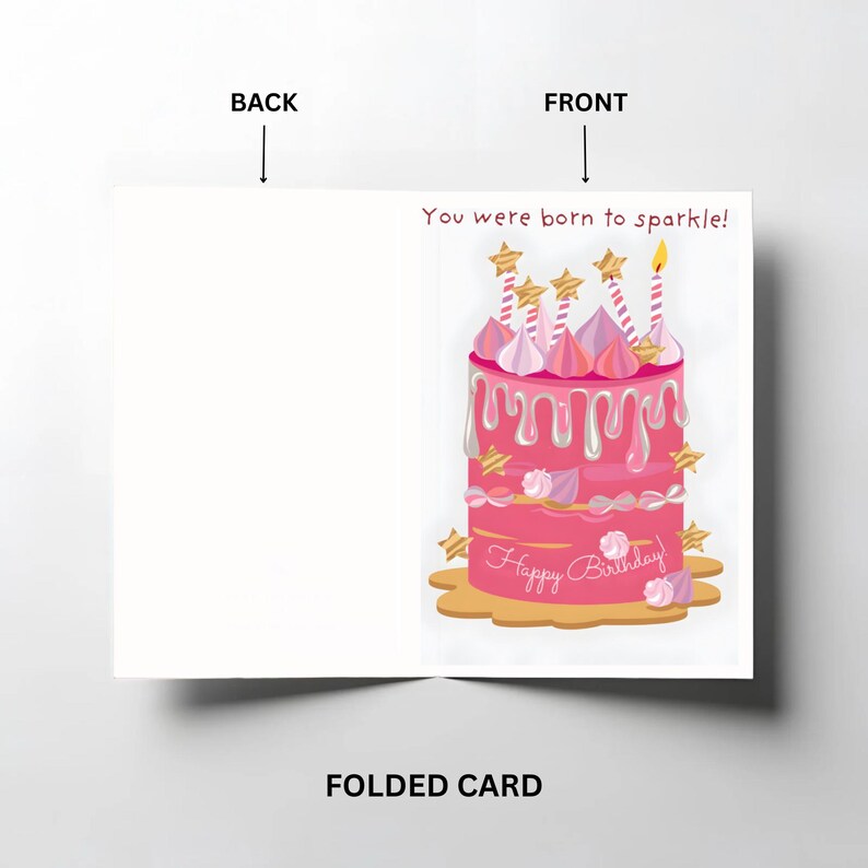 Printable Pink Birthday Card for Her, Cute Girly Digital Download ...