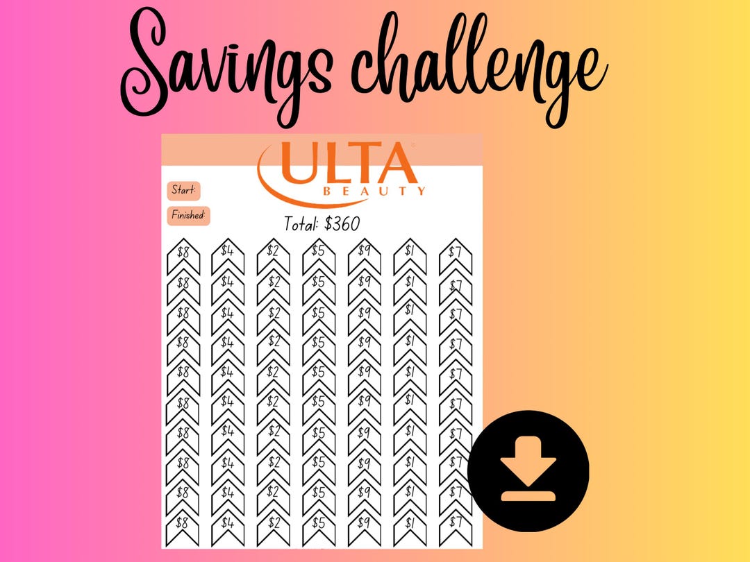 Ulta Savings Challenge Printable | 8.5X11 Inches Savings Challenge ...
