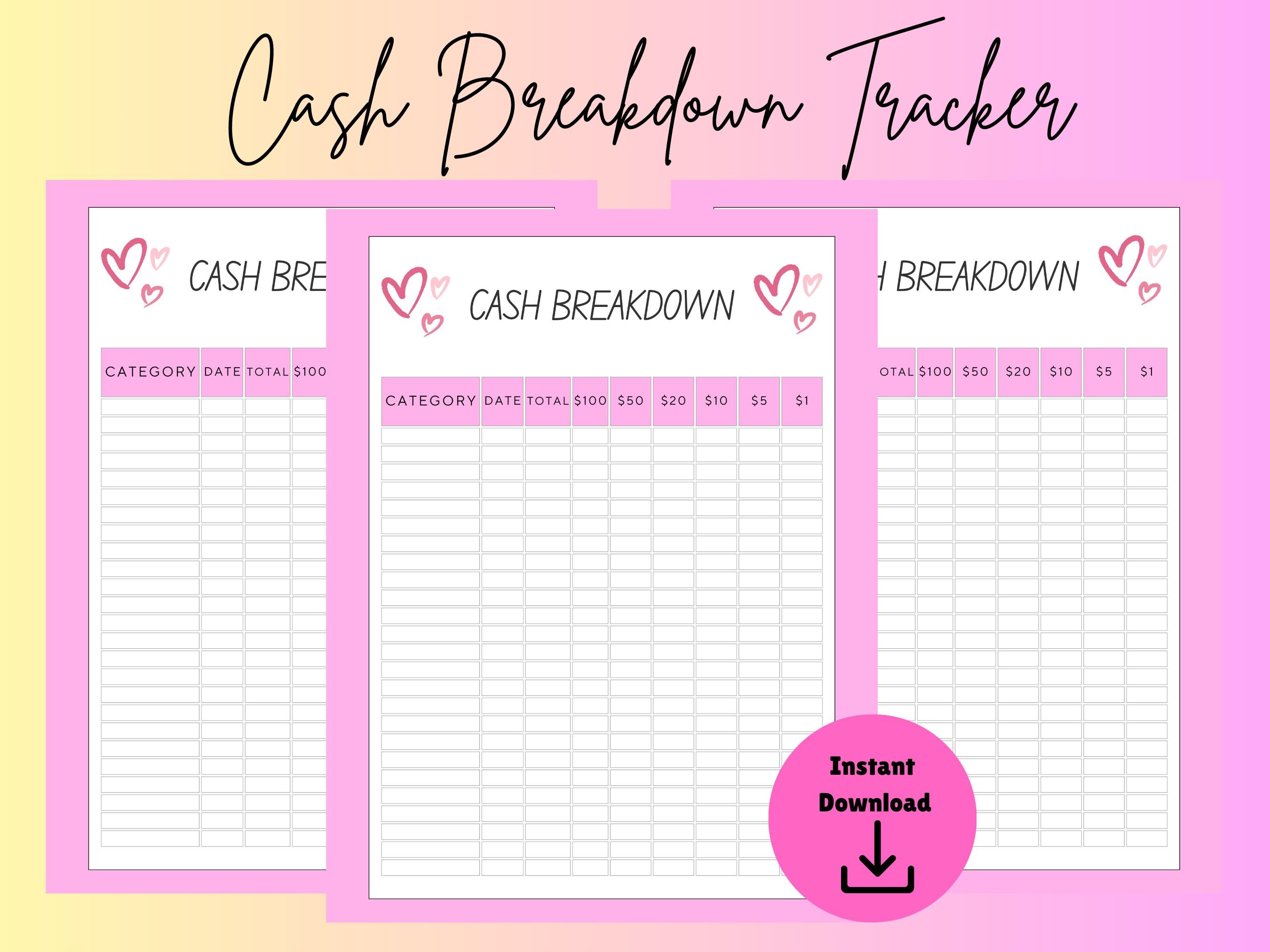Editable CASH ENVELOPE BREAKDOWN Sheet, Sinking Fund Breakdown, Savings ...