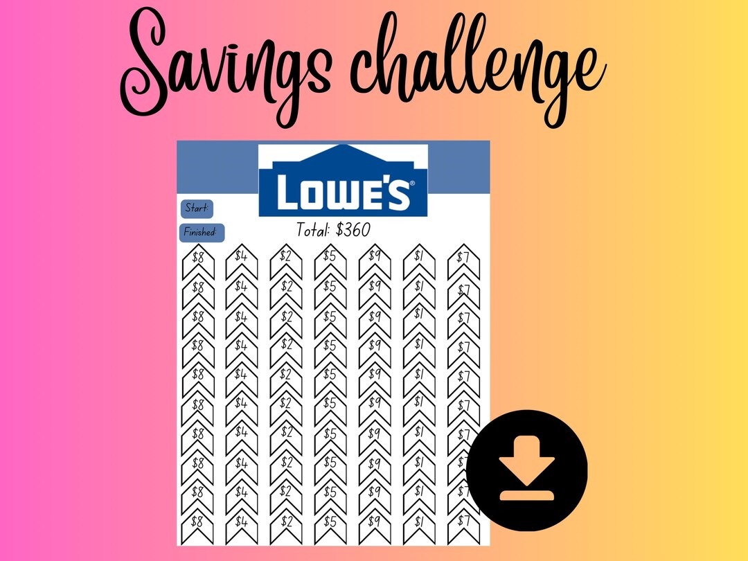 Lowe’s Savings Challenge Printable | 8.5X11 Inches Savings Challenge ...