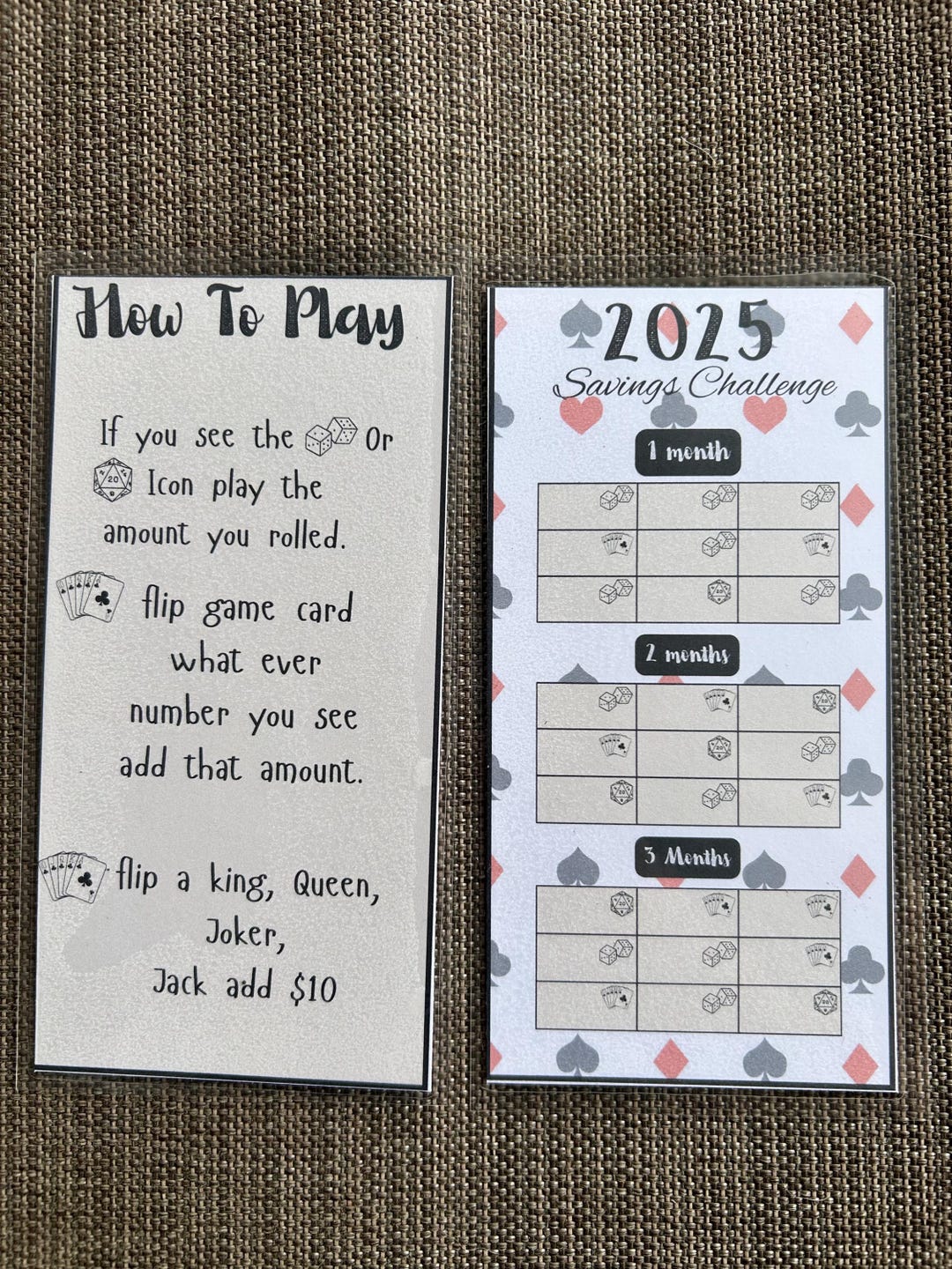 Roll a Dice & Flip a Game Card Savings Challenge, Low Denomination ...