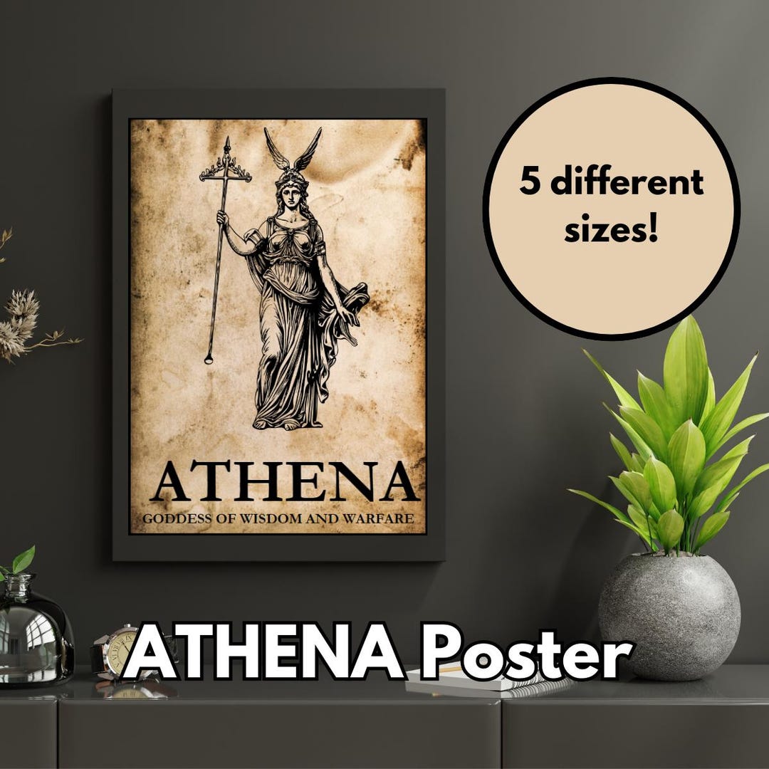 Athena goddess of Wisdom & Warfare Poster 5 Size Options Greek ...