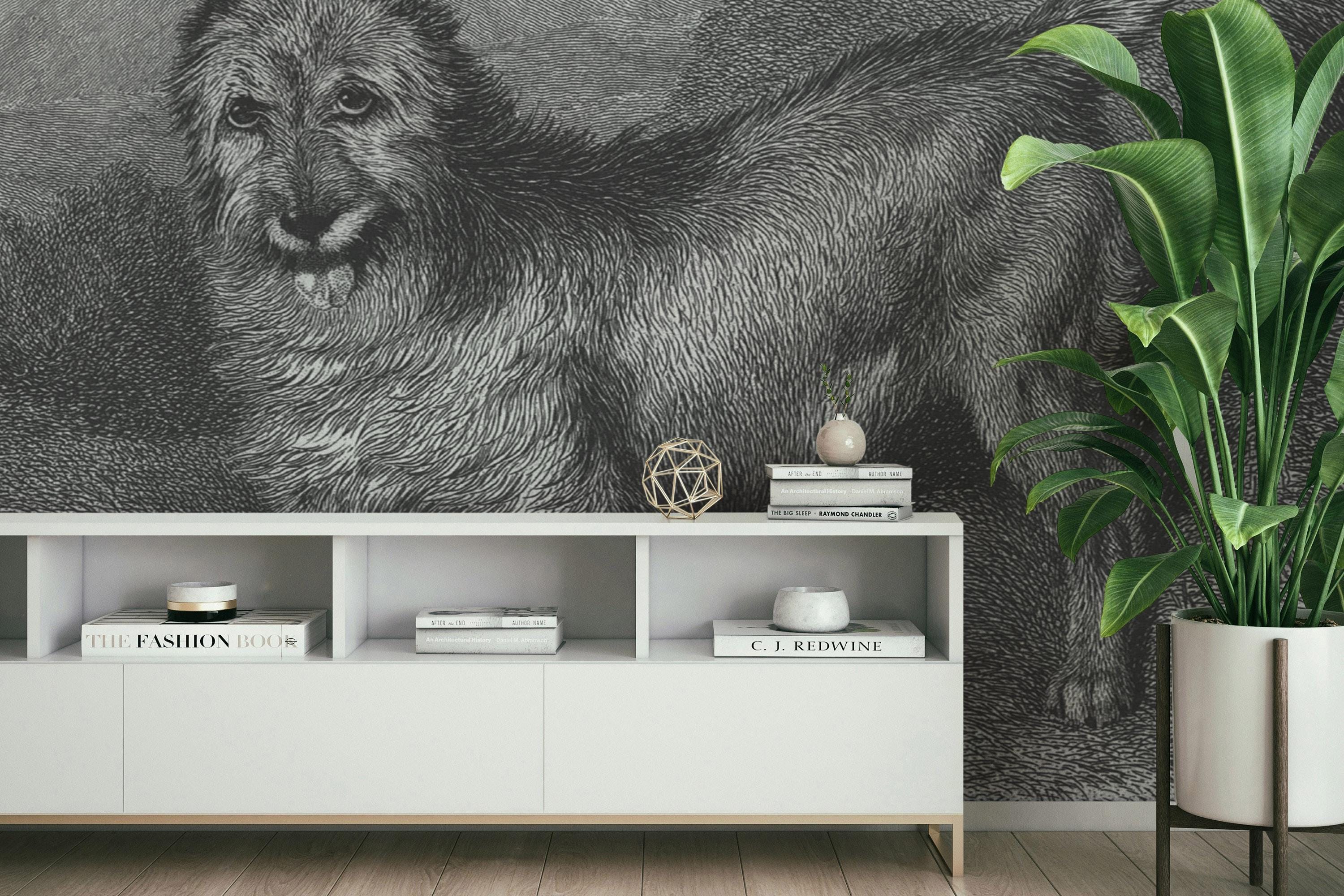 Happy Dog With a Game Wall Mural Peel and Stick or Unpasted - Etsy