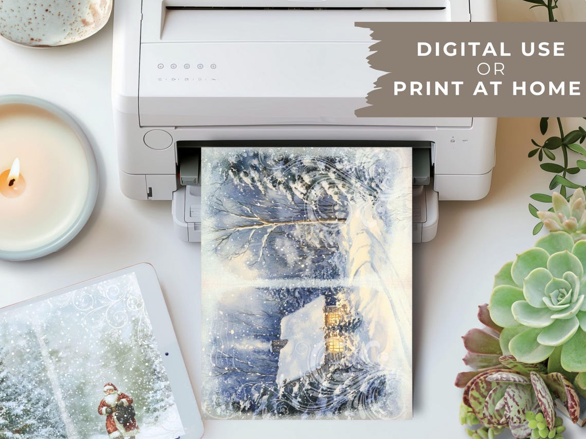 Junk Journal Digital Paper, 10 Woodsy Christmas Digital Journal Pages ...