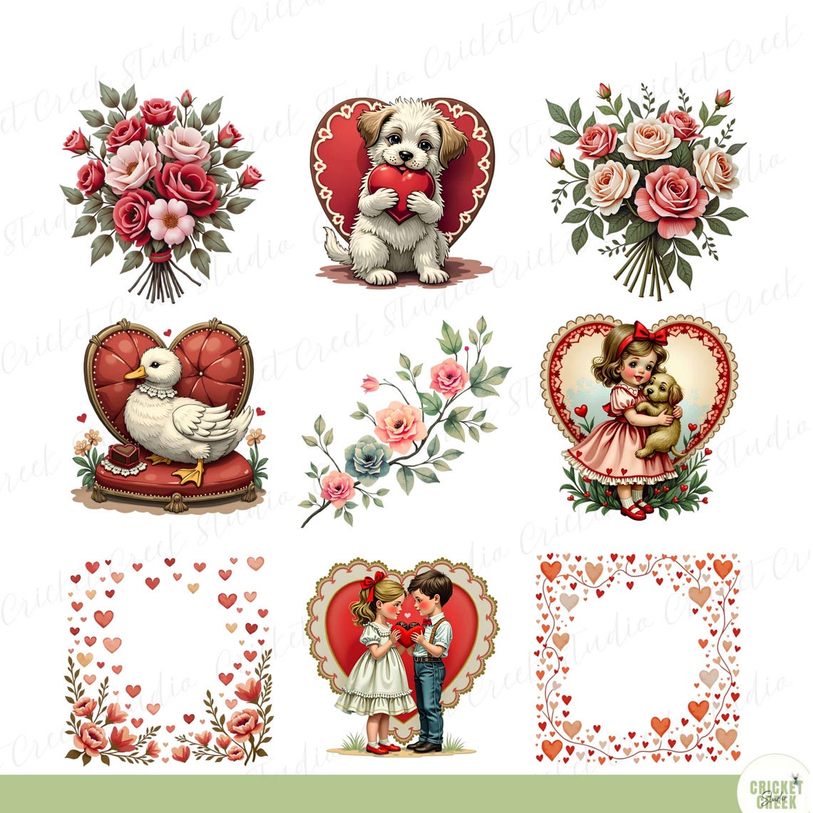 36 Vintage Valentine's Clipart PNG Pack | Valentine's Day PNG for ...