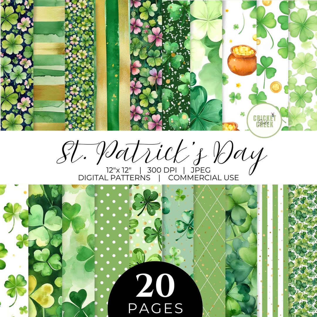 Digital Pattern Pack St Patrick's Day | March Celebration Patterns ...
