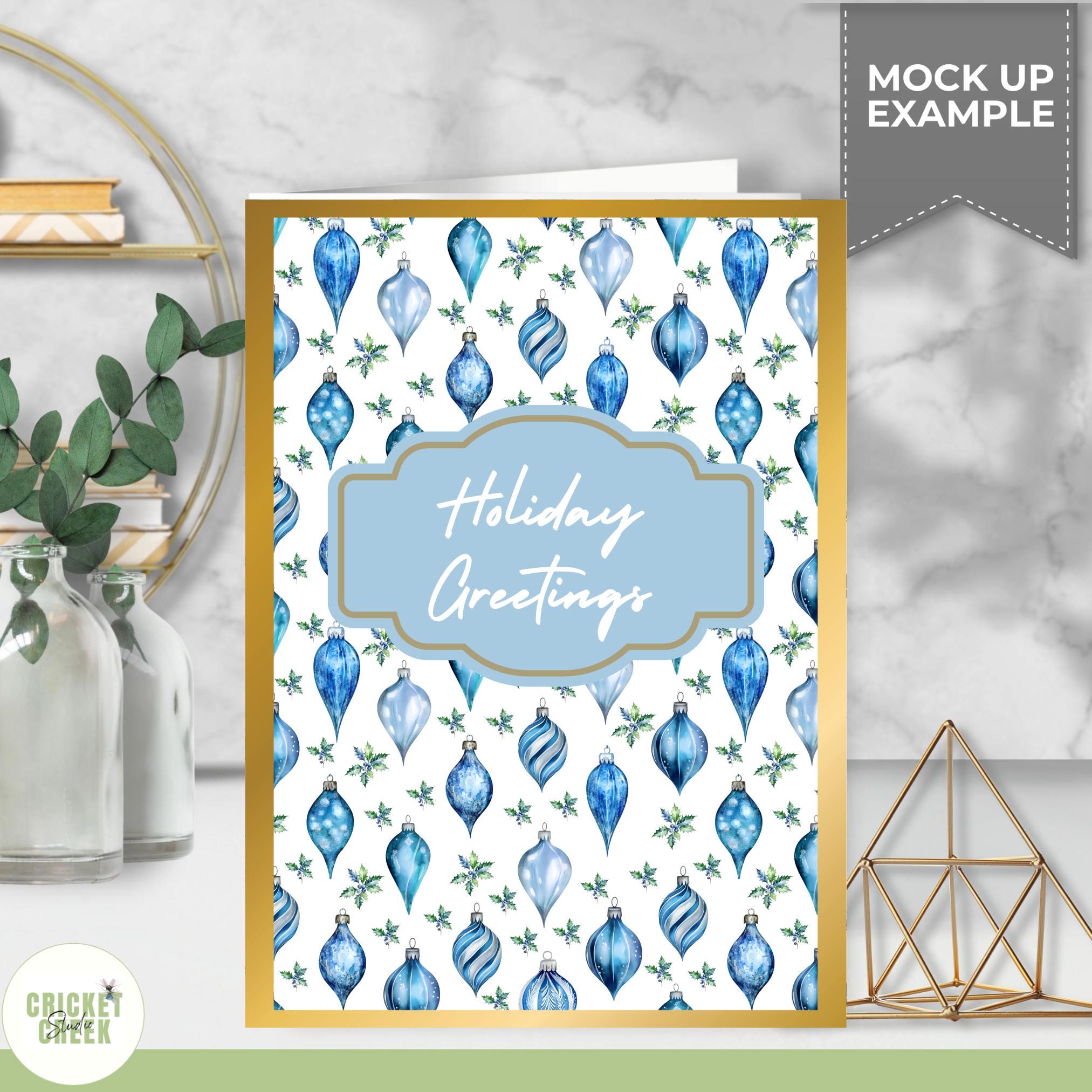 Seamless Digital Paper Single Page - Blue Christmas Ornaments | Digital ...