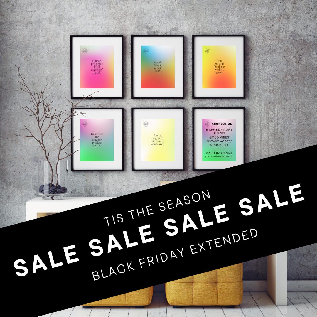 Abundance Affirmation Collection | Minimalist Wall Art | 5 Affirmations ...