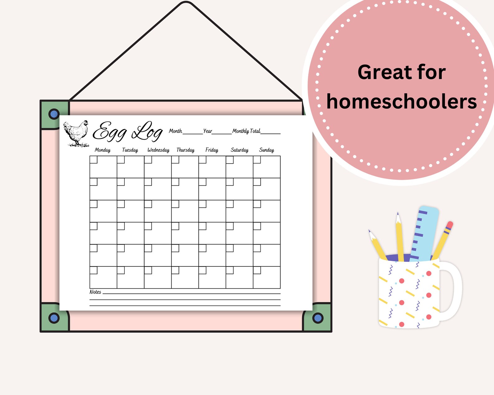 Chicken Egg Log Tracker Journal Management Records, Printable PDF ...
