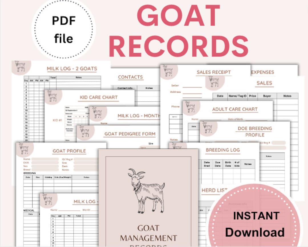 Goat Logs, Breeding, Milk Log, Digital PDF, Farmer Gift, Homestead ...