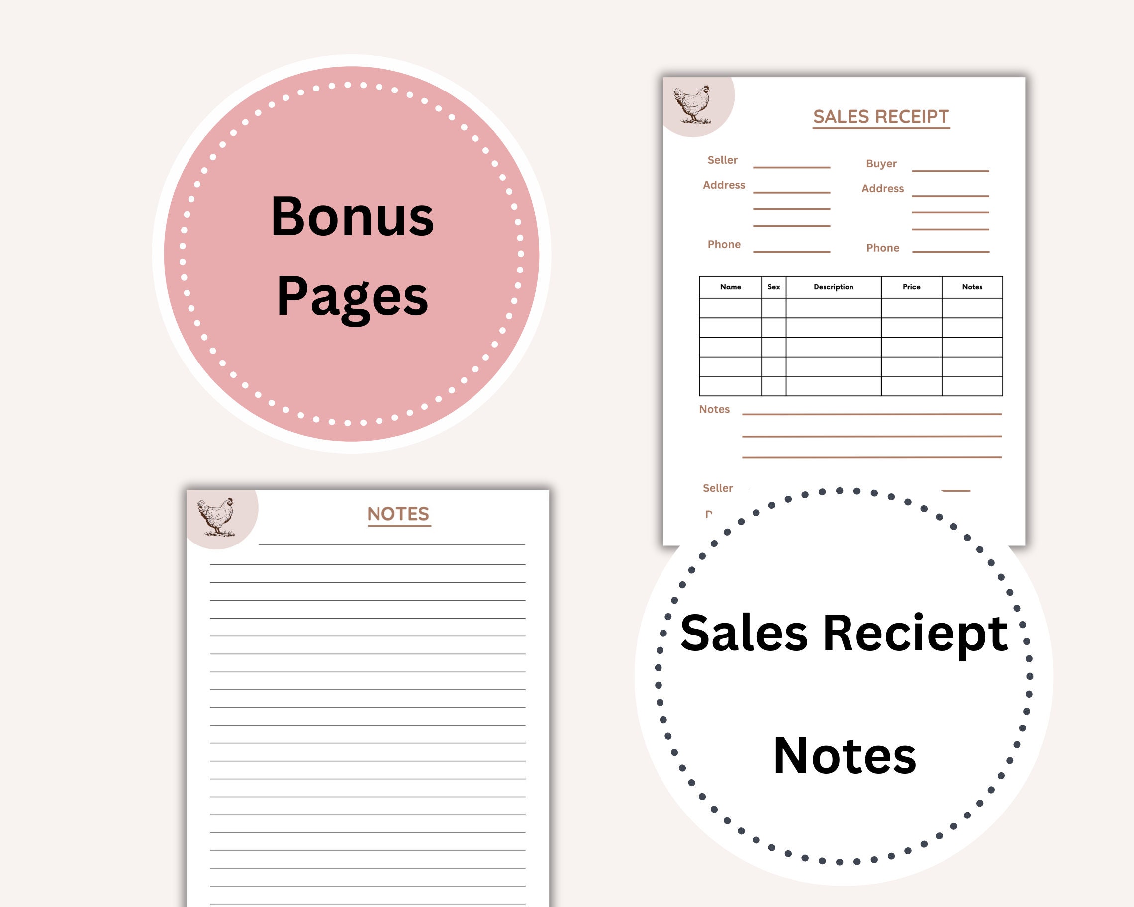 Chicken Logs Flock Management Records, Printable PDF, Farmer Gift, Egg ...