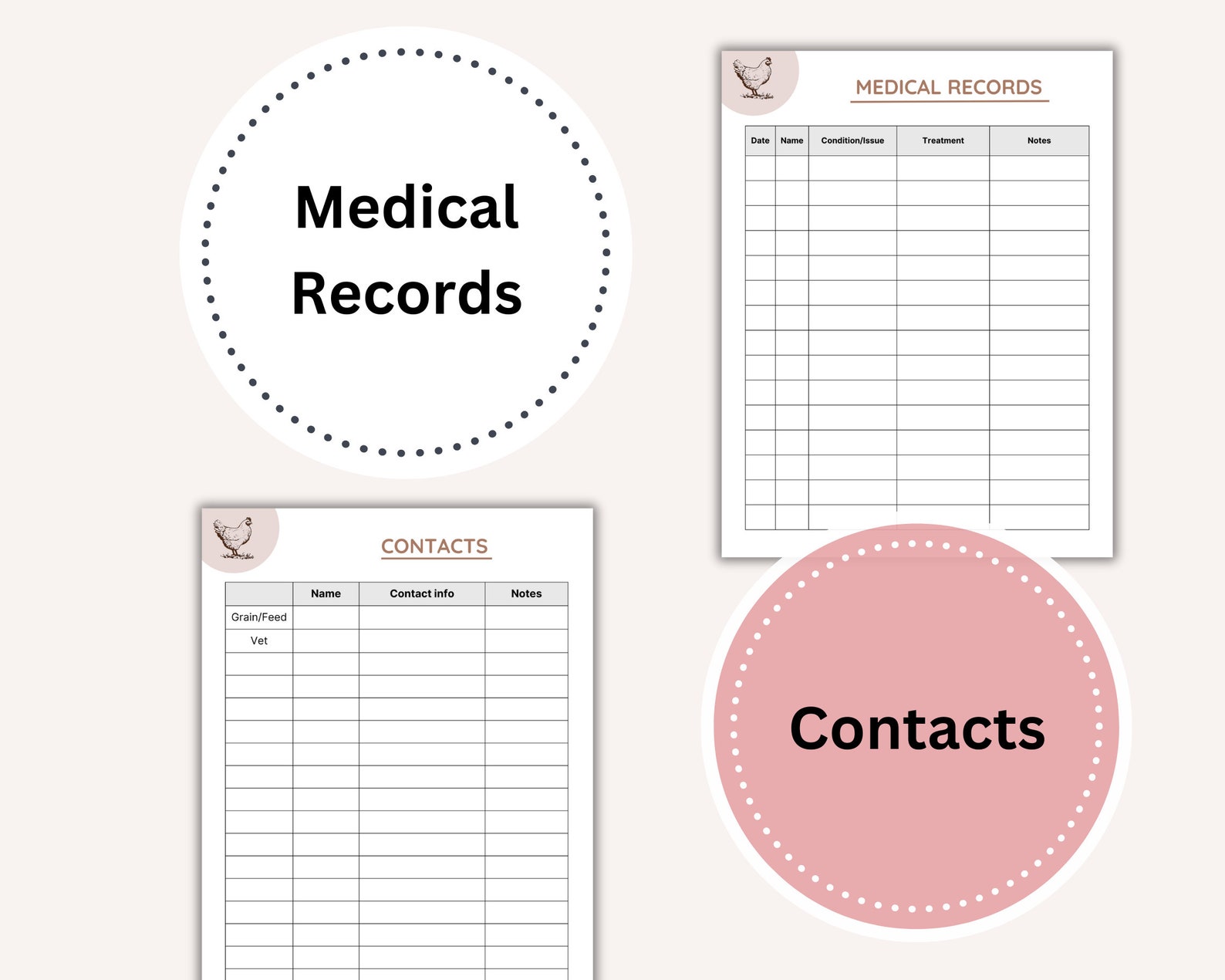 Chicken Logs Flock Management Records, Printable PDF, Farmer Gift, Egg ...