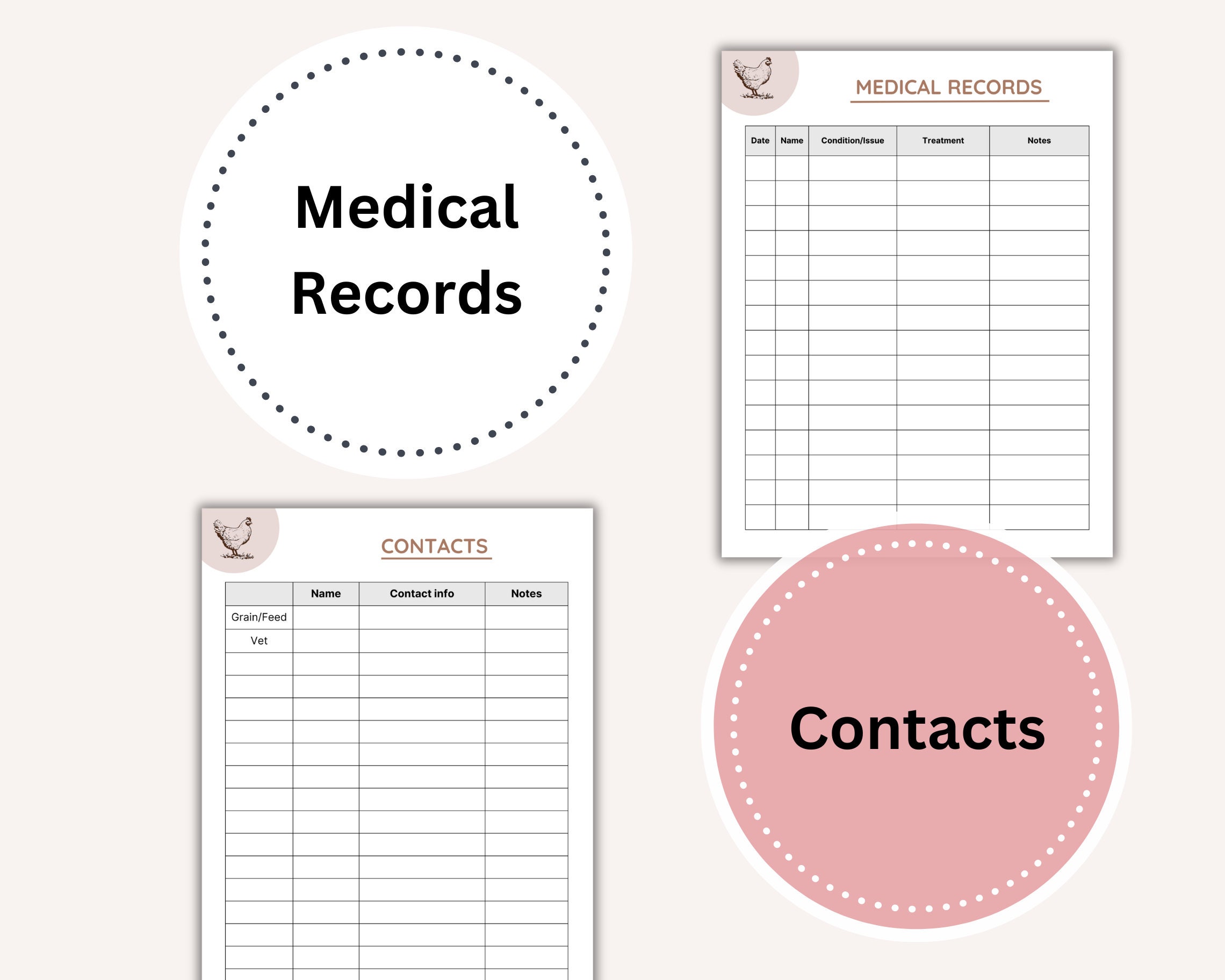 Chicken Logs Flock Management Records, Printable PDF, Farmer Gift, Egg ...