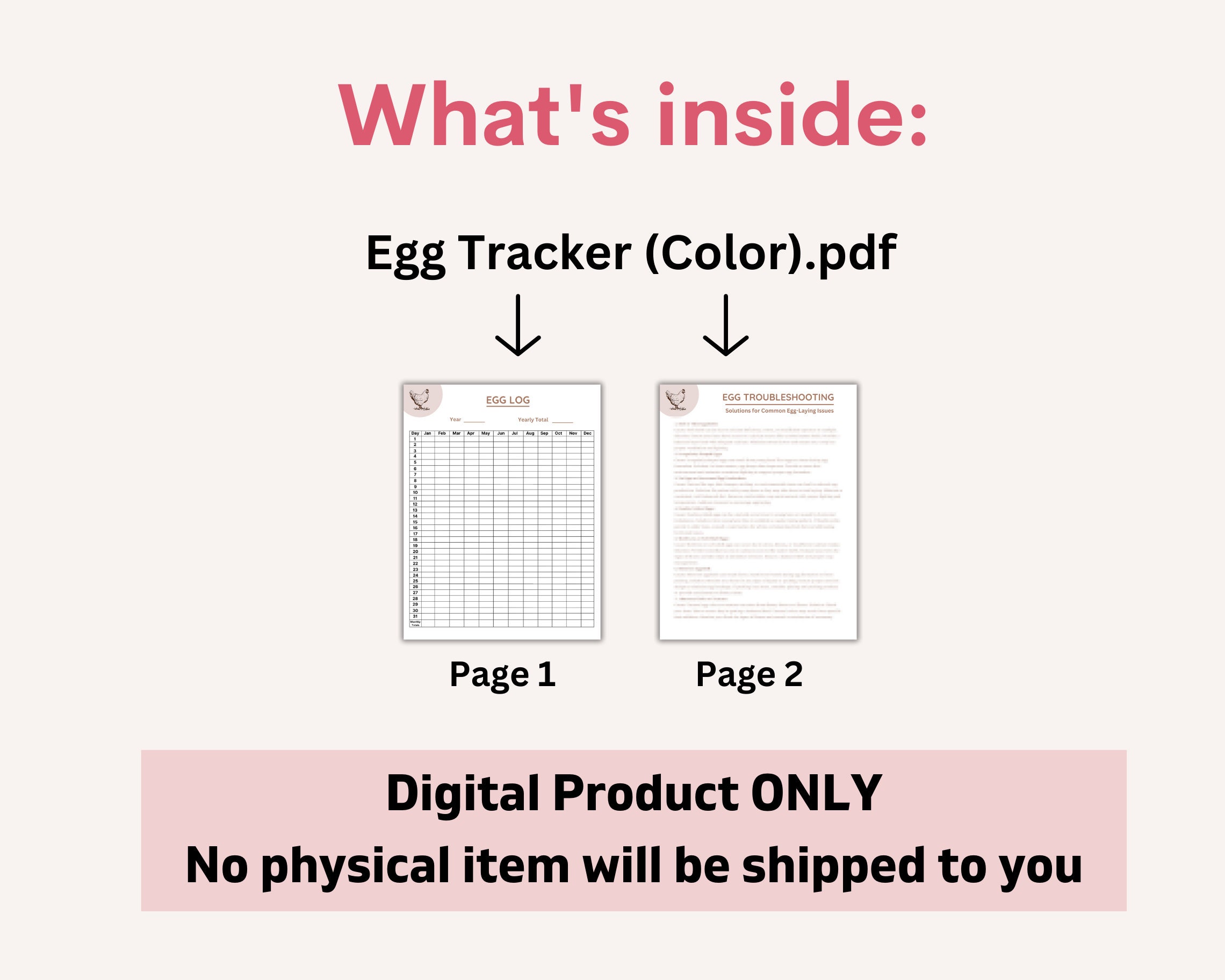 Chicken Egg Log Tracker Journal Management Records, Printable PDF ...