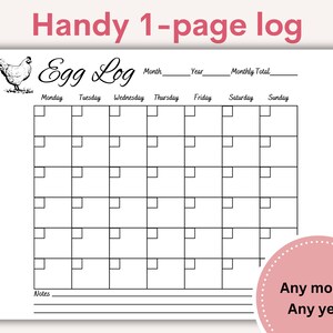 Chicken Egg Log Tracker Journal Management Records, Printable PDF ...
