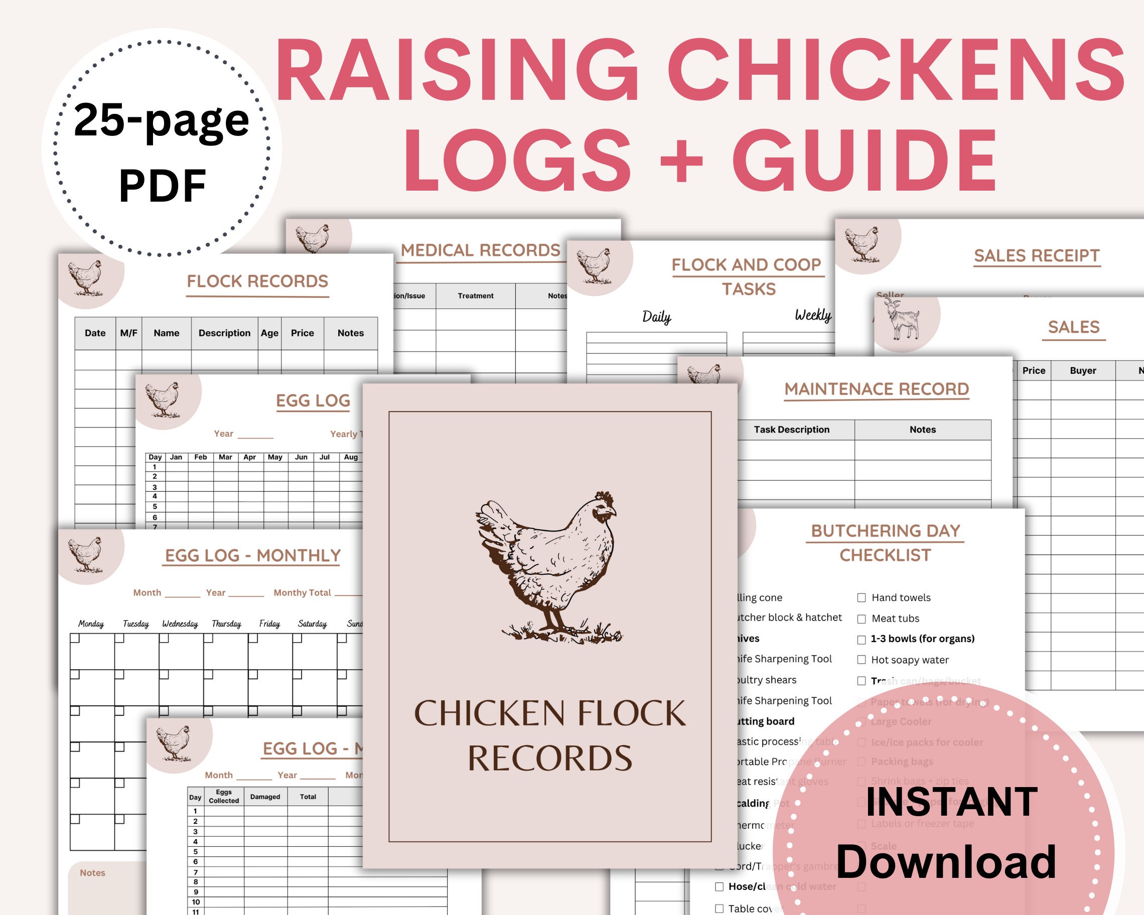 Raising Chickens Guide+egg Trackers Management Journal, Printable PDF ...