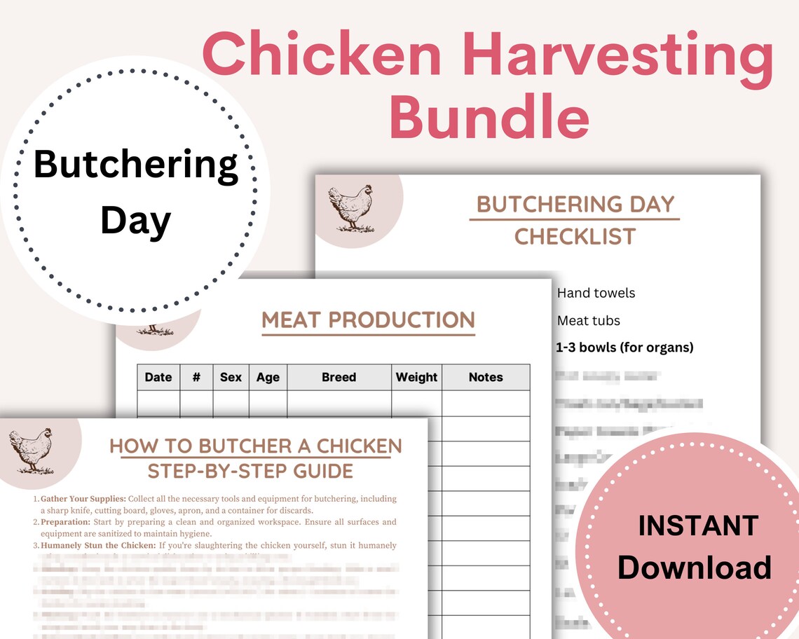 Butchering Day Chicken Tracker Journal Management Records, Printable ...
