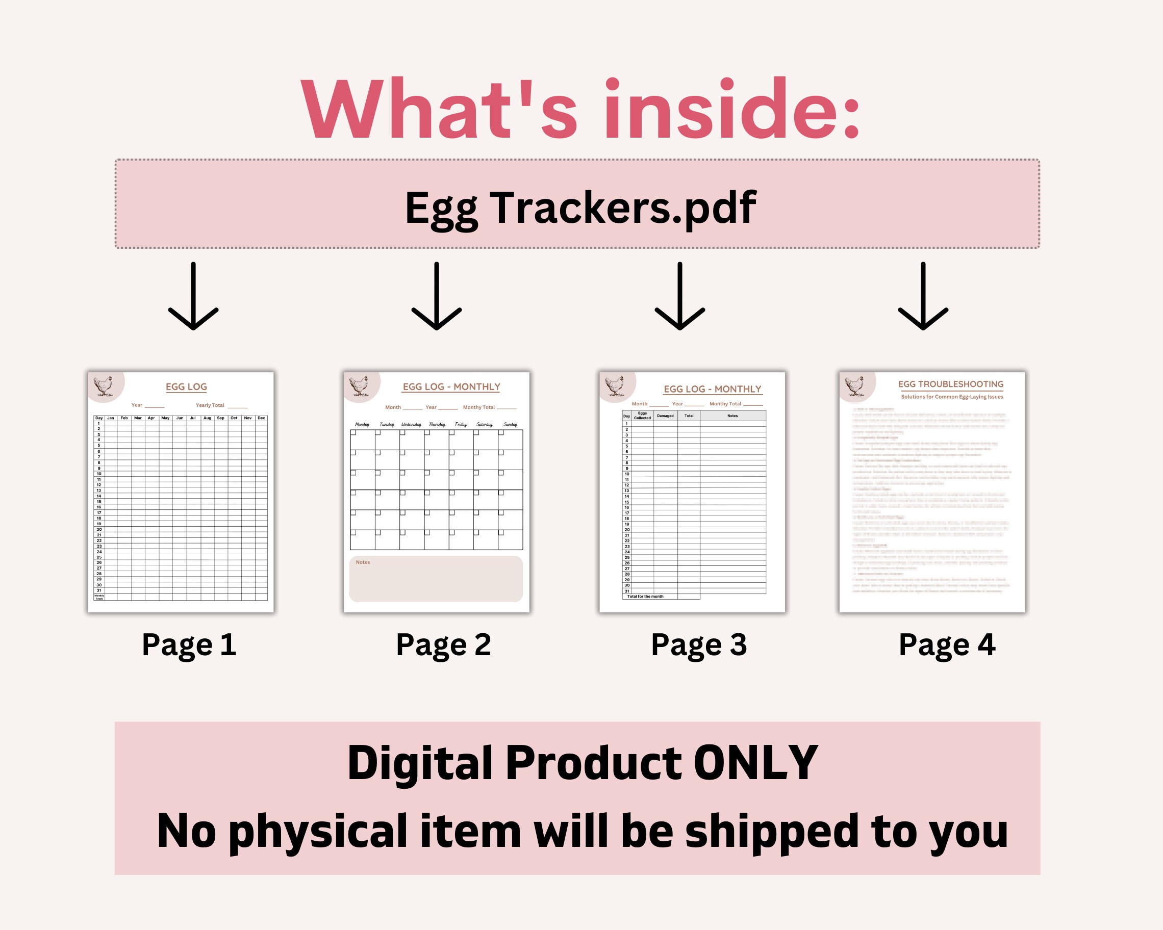 Chicken Egg Log Tracker Journal Management Records, Printable PDF ...