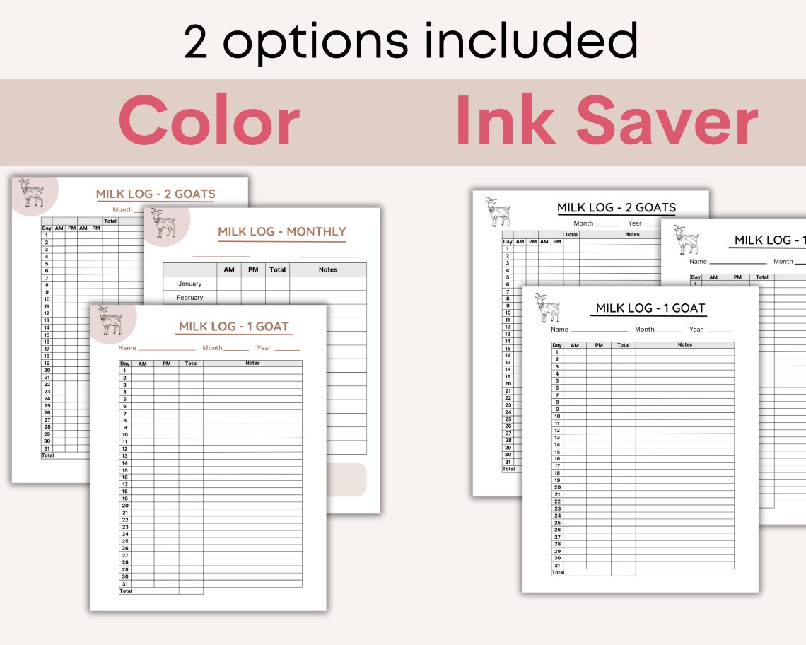 Goat Milking Log | Print and Fill |digital PDF File| Instant Download ...