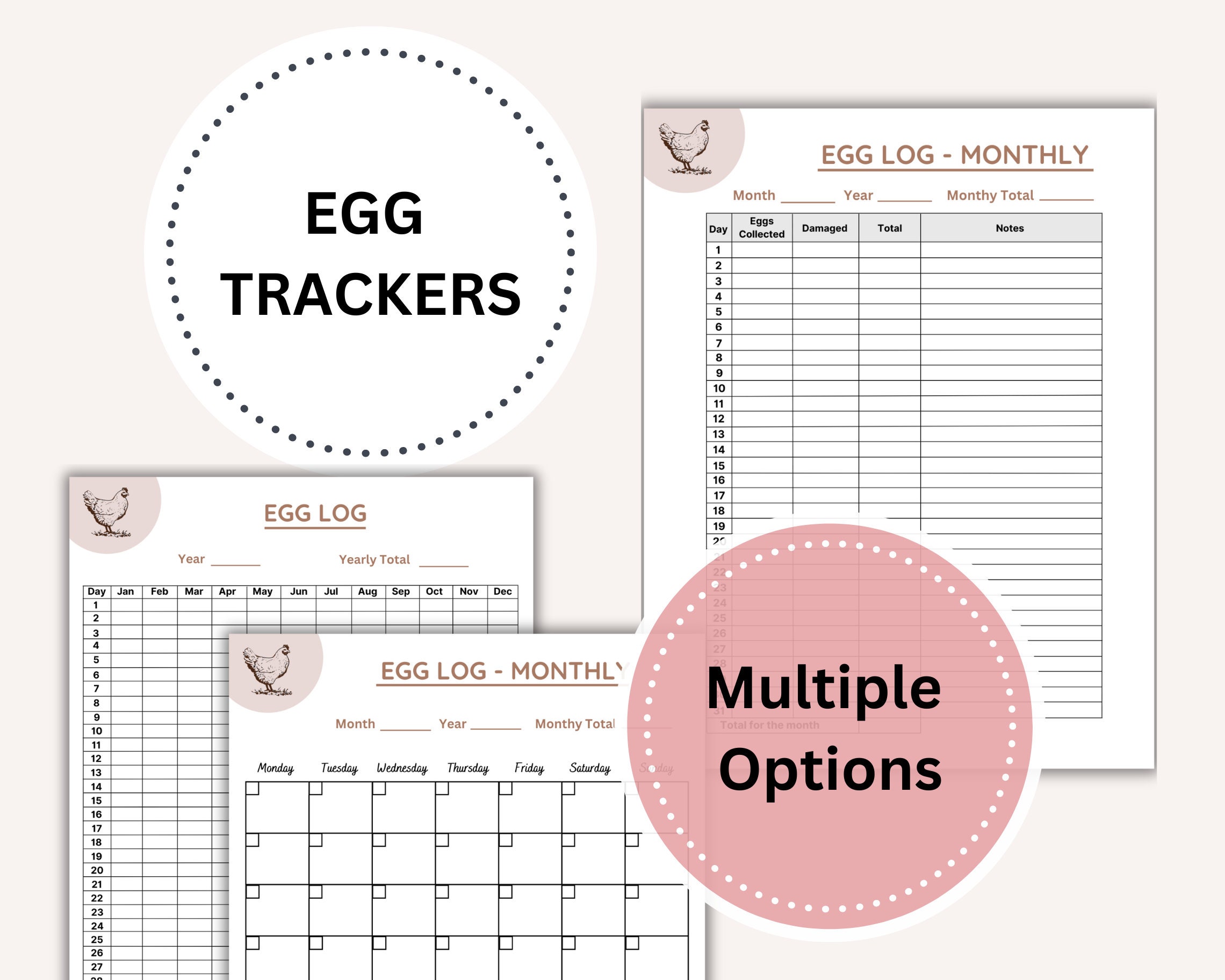 Chicken Logs Flock Management Records, Printable PDF, Farmer Gift, Egg ...