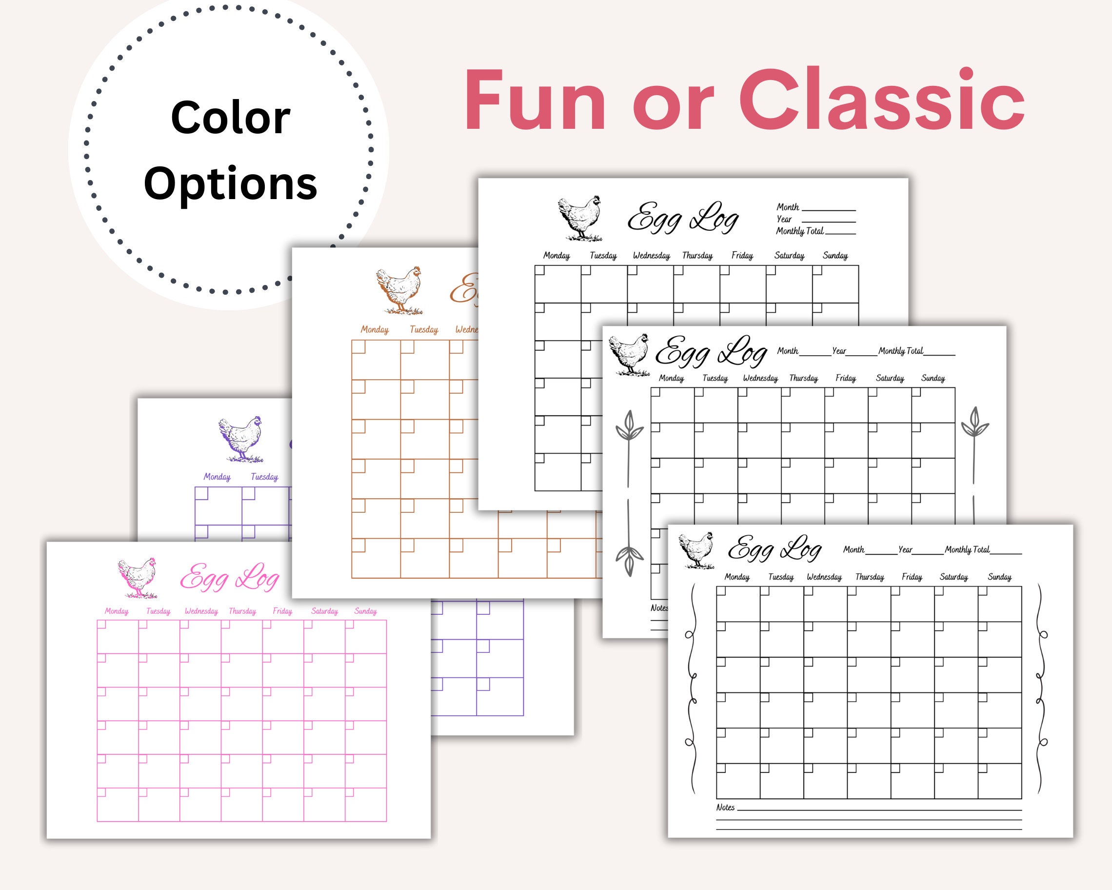 Chicken Egg Log Tracker Journal Management Records, Printable PDF ...