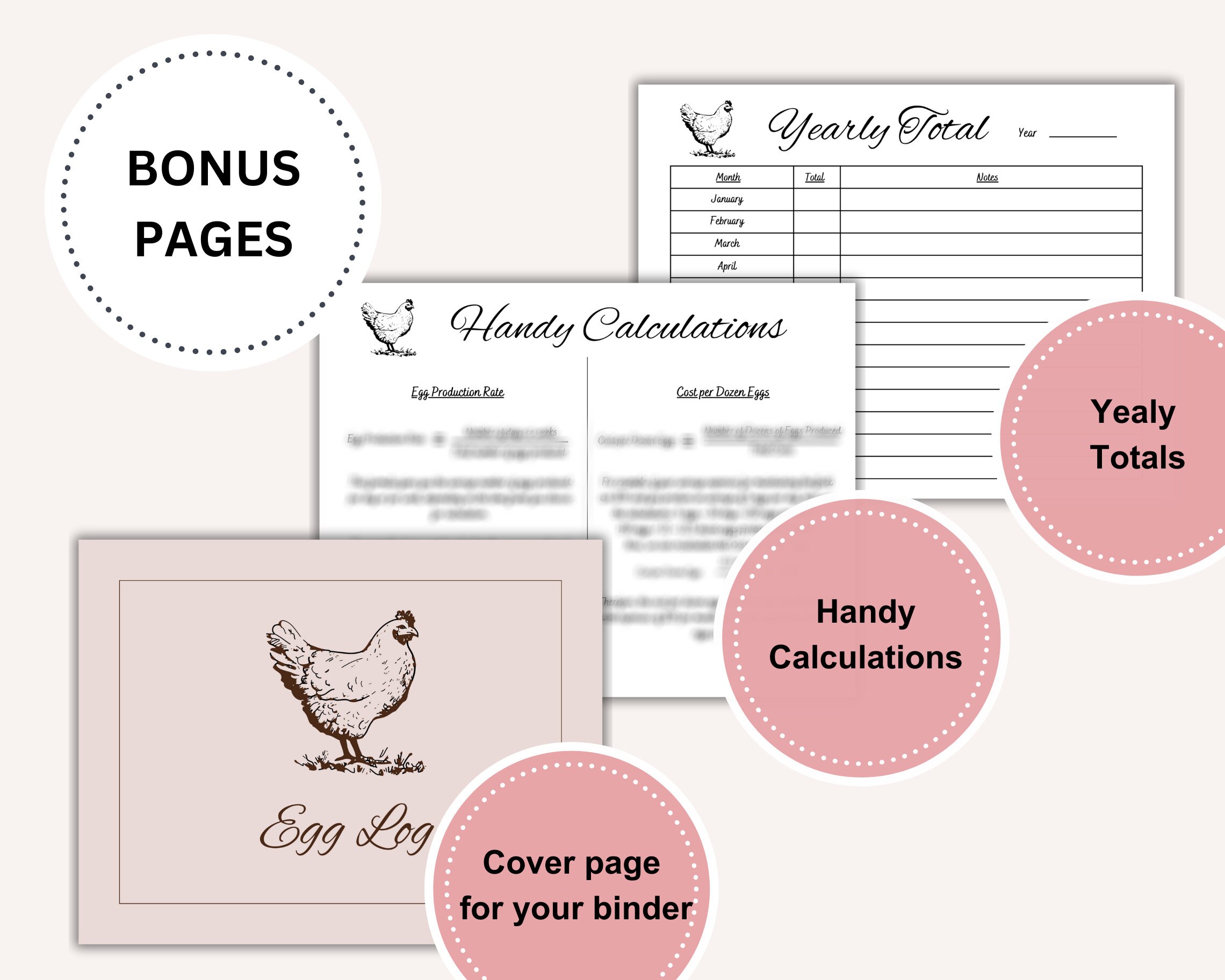 Chicken Egg Log Tracker Journal Management Records, Printable PDF ...