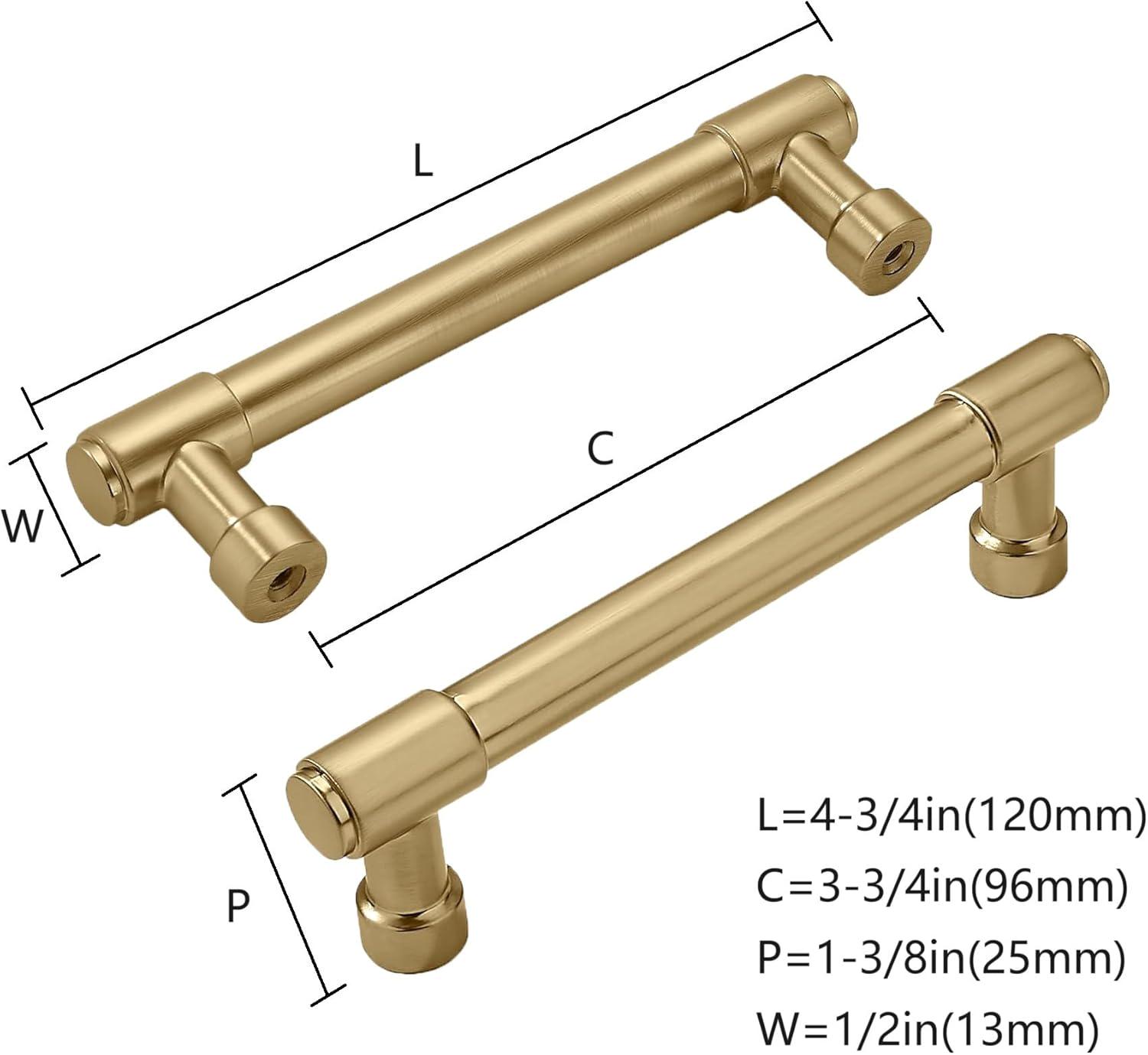 Solid Brushed Gold Bronze Kitchen Cabinet Euro Handle Brass Pull 3" 3-3 ...