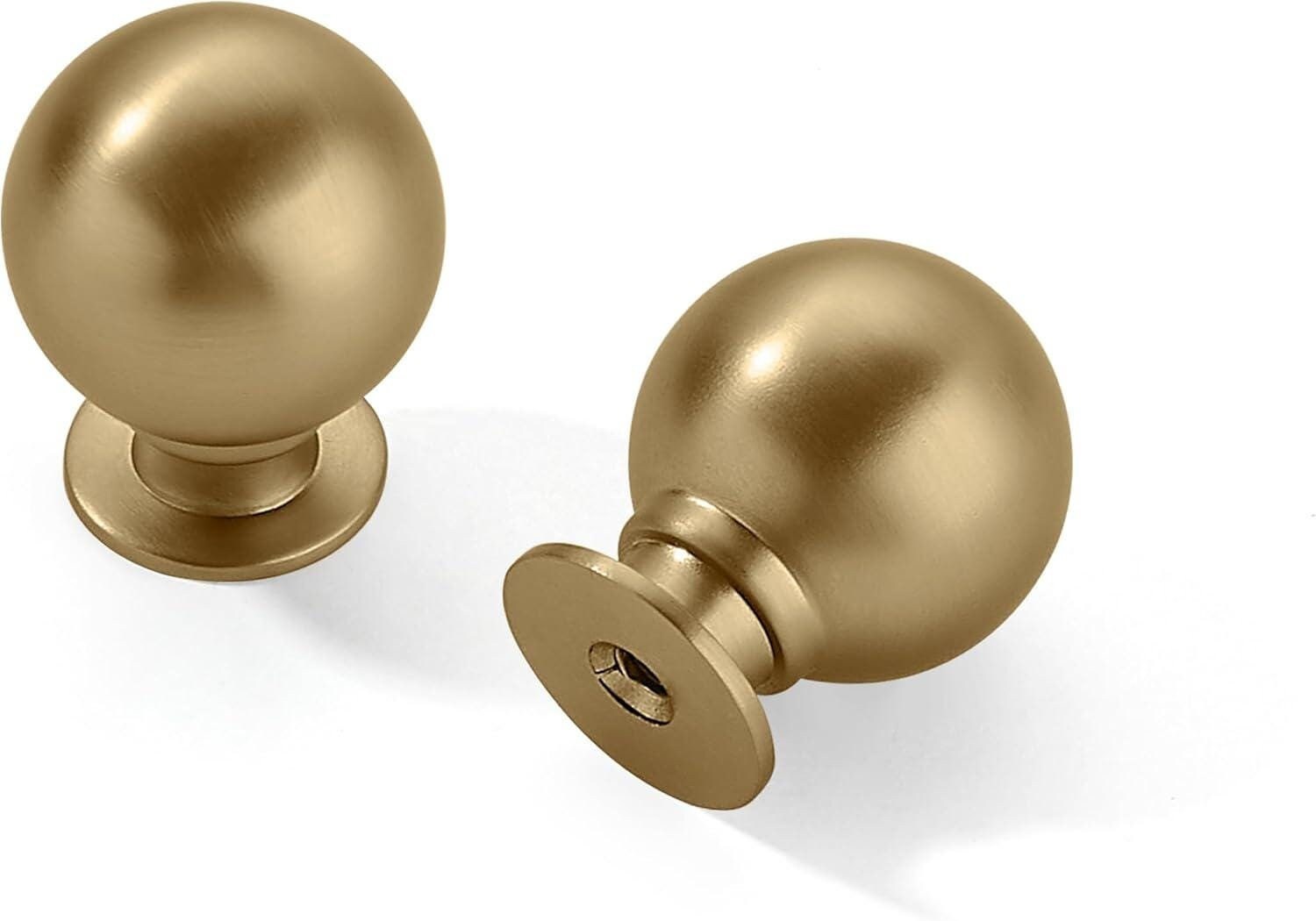 Solid Knobs Brushed Gold Bronze Kitchen Cabinet Euro Handle Brass Pull ...