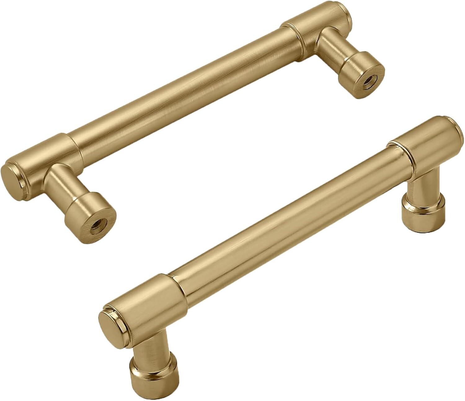 Solid Brushed Gold Bronze Kitchen Cabinet Euro Handle Brass Pull 3" 3-3 ...