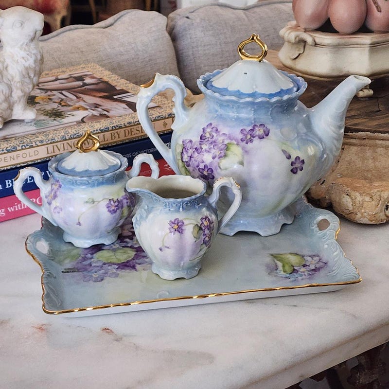 Hand Painted Tea Set - Etsy