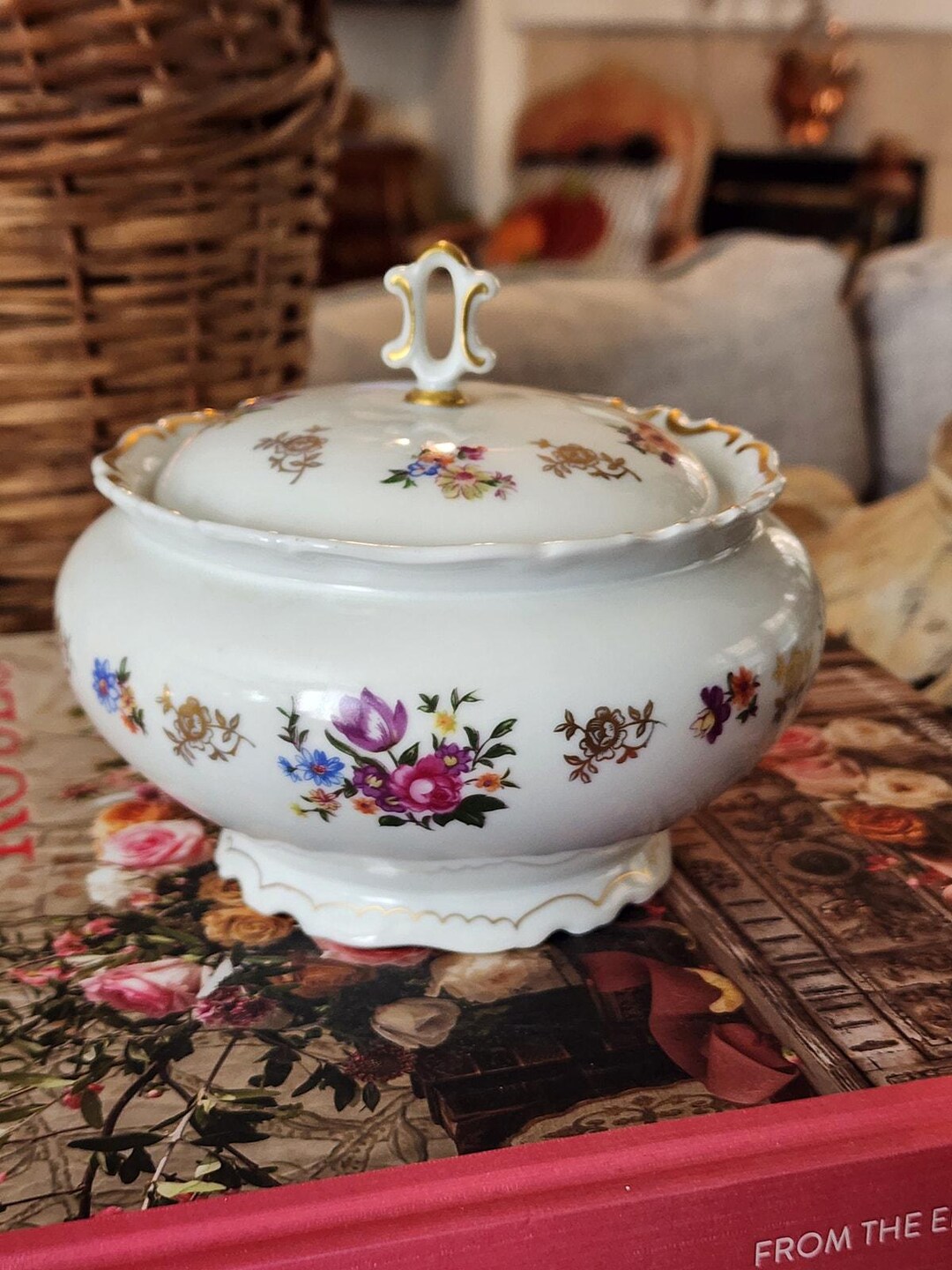 Vintage 1960s Reichenbach Germany, Porcelain Candy Dish, Trinket, Bon ...