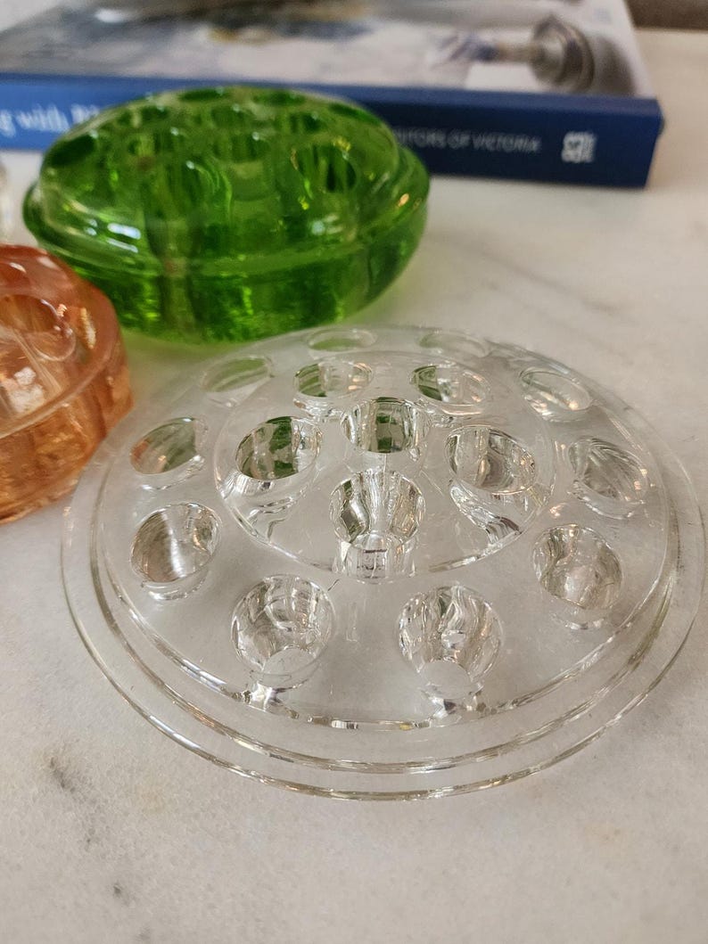 Vintage Glass Flower Frogs! Fantastic Set of Five! Green, Clear ...