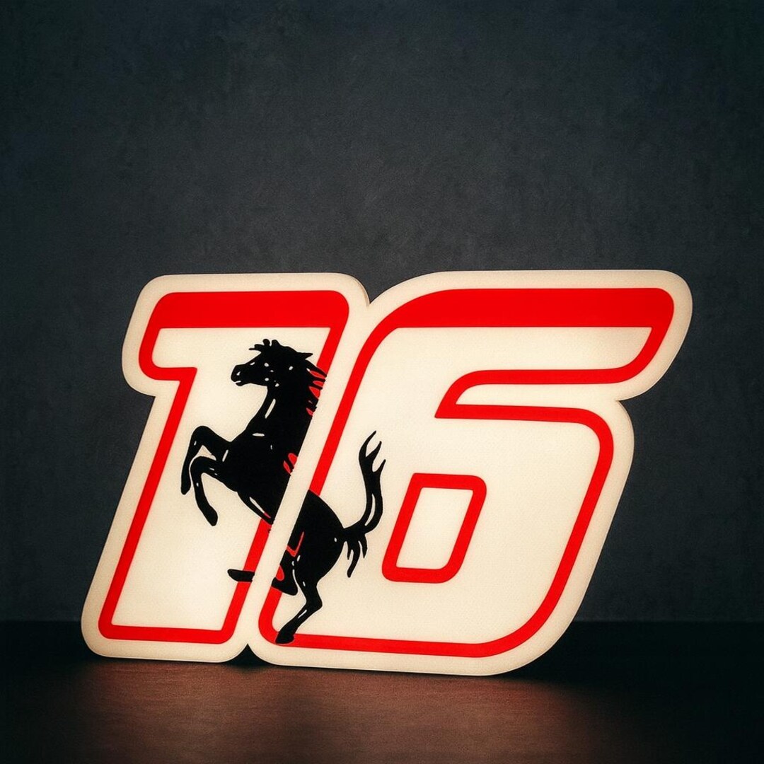 Charles Leclerc Number Inspired Display Led Light, Ferrari F1 Night ...