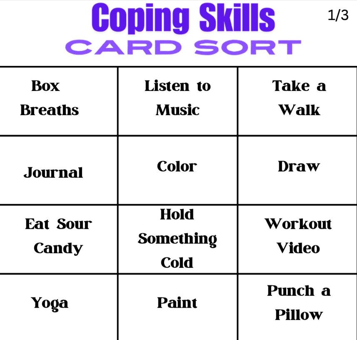 Coping Skills Card Sort Therapy Activity for Pre-teen/teen/adult - Etsy