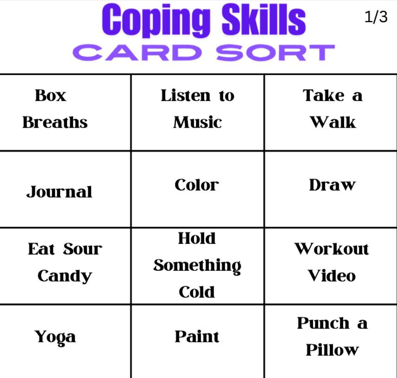 Coping Skills Card Sort Therapy Activity for Pre-teen/teen/adult - Etsy